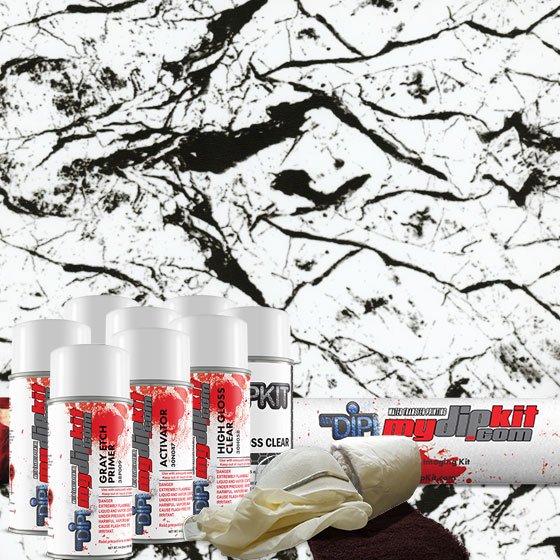 Black Marble Hydro Printing Design DIY Hydrographic Dip Kit | My Dip Kit