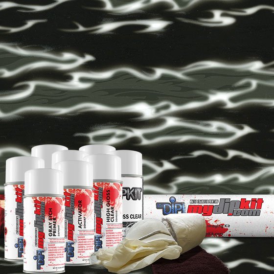 Gray/Black Flames Hydro Printing Design DIY Hydrographic Dip Kit