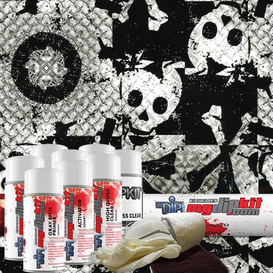 Grunge Skulls Four Hydro Print Design DIY Hydrographic Dip Kit